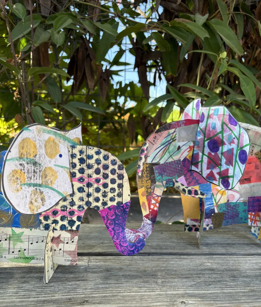 3D Collage Paper Elephants - Family Session - Sonoma Community Center